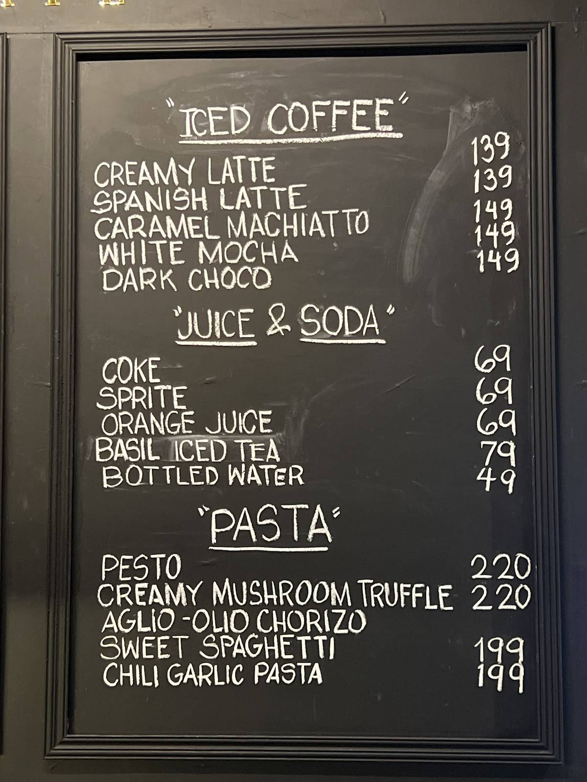 Menu at N cafe, Antipolo
