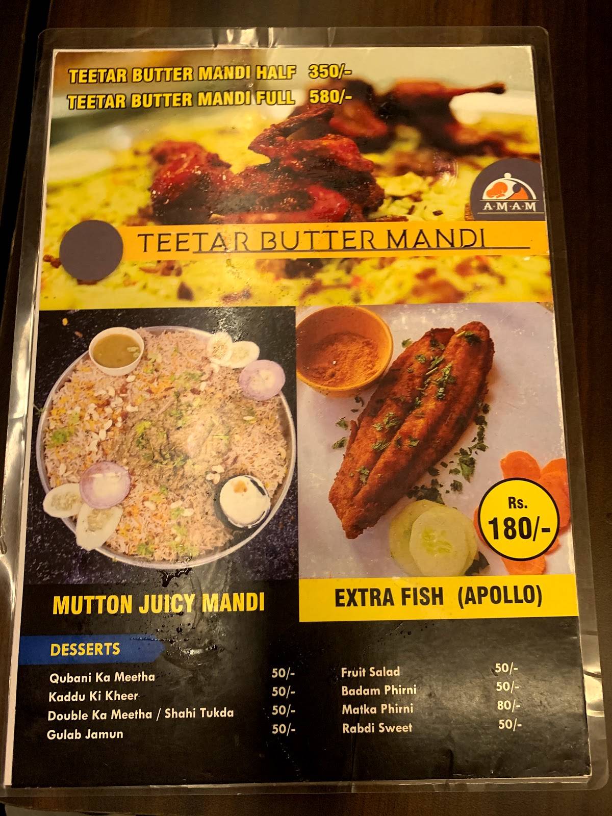 Menu at NEW AL MATAAM ARAB MANDI, Tenali