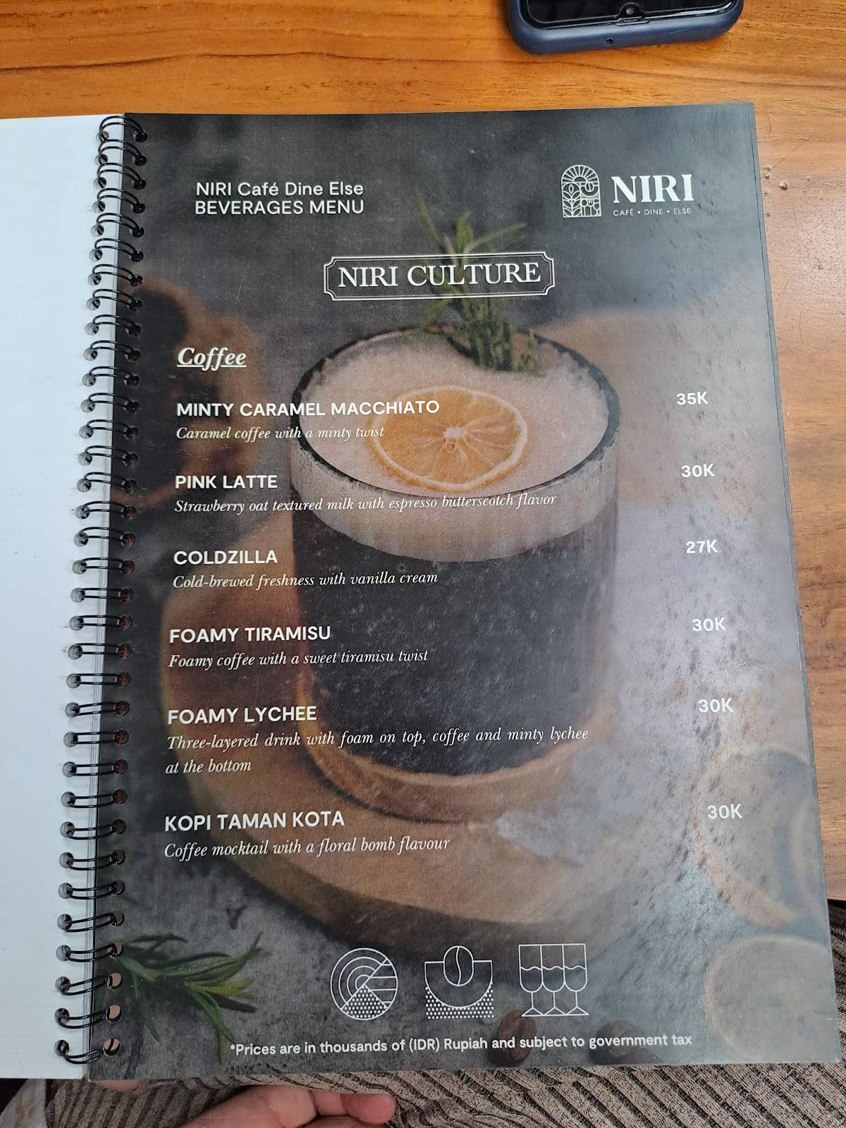 Carta de NIRI Cafe Dine and Else, Cirebon