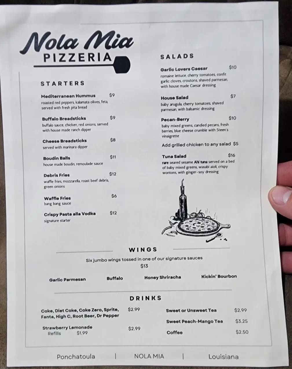 Menu at NOLA Mia Pizzeria, Ponchatoula