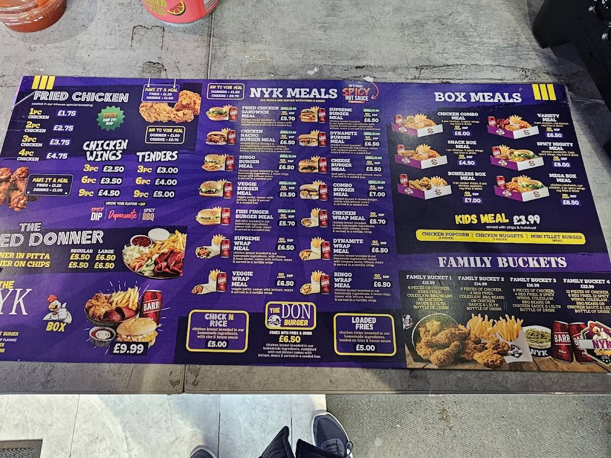 Menu at NYK Great Horton Road Fried Chicken, Bradford