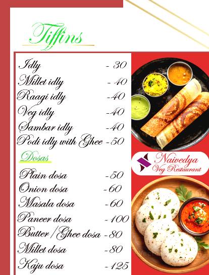 Menu at Naivedya Exclusive Veg Restaurant, Payakaraopeta