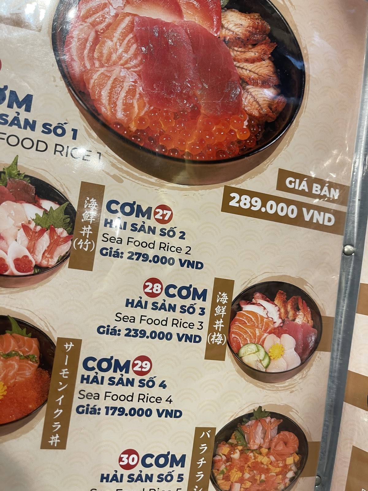 Menu at Nakajima Suisan - Landmark 81 restaurant, Ho Chi Minh City