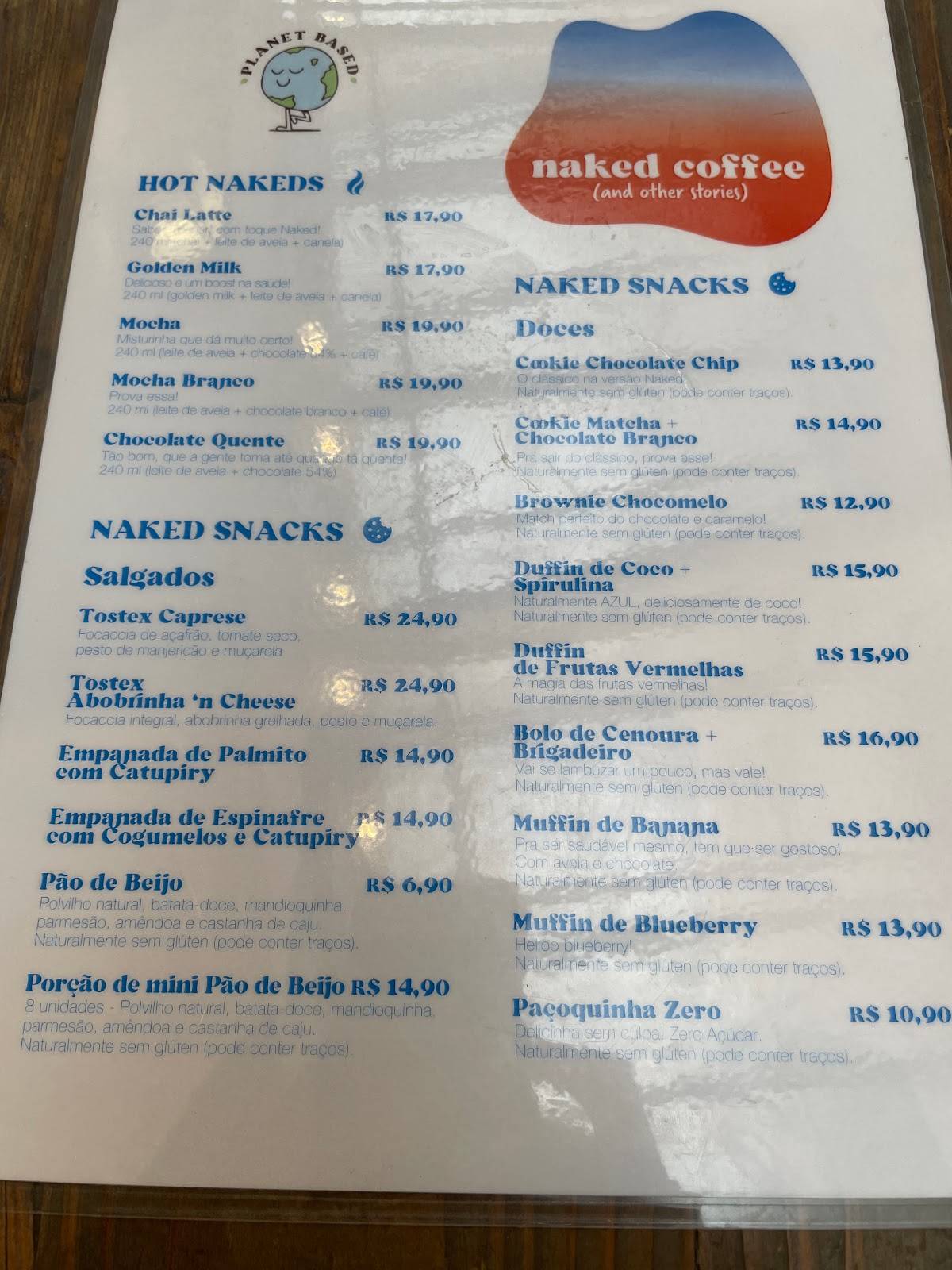 Menu em Naked Coffee - Oscar Freire, São Paulo