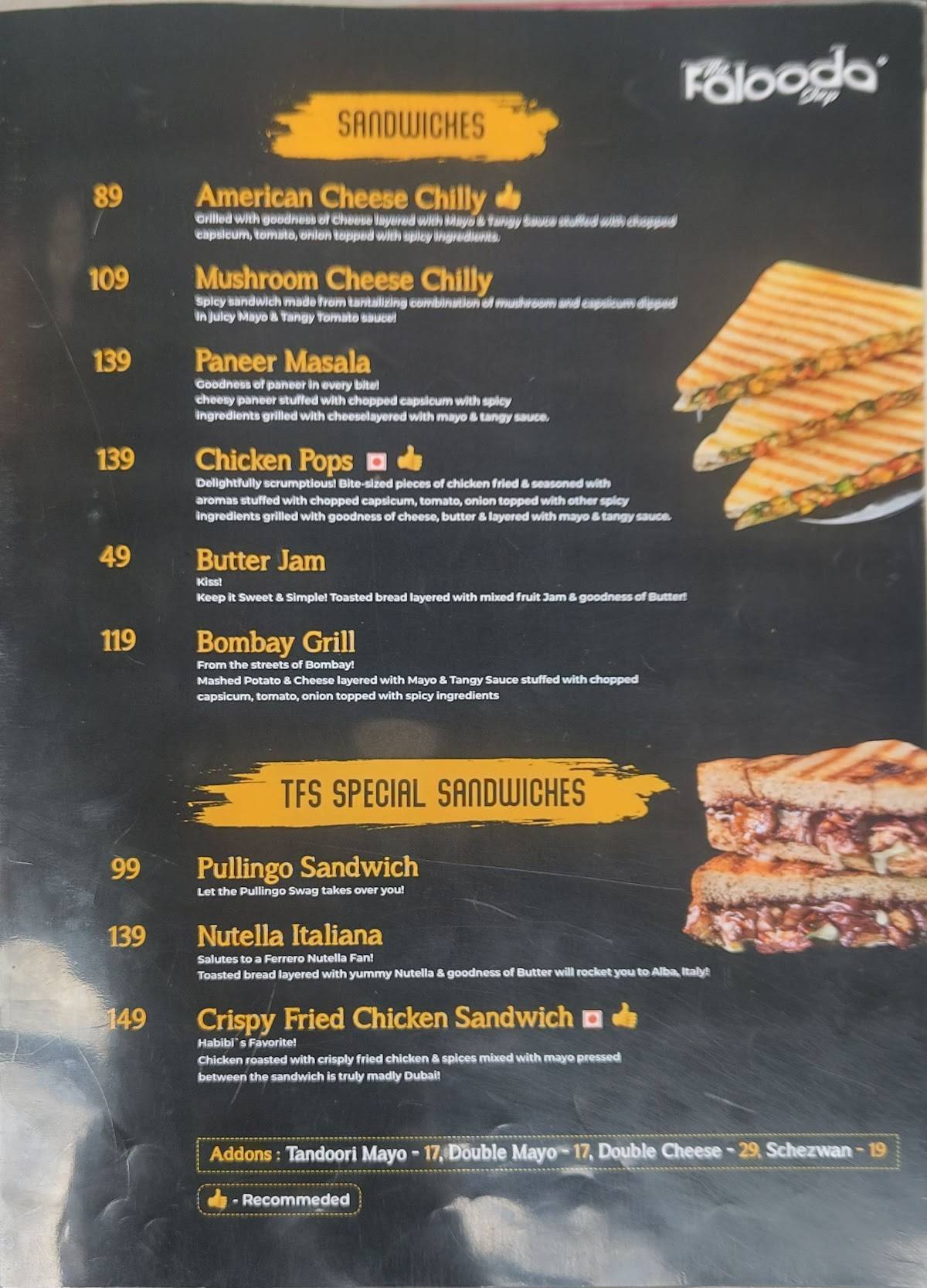 Menu at The Falooda Shop Namakkal, Namakkal