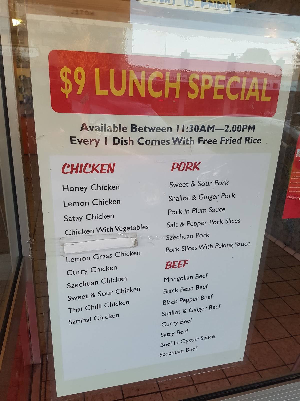 Menu at Nanango Chinese Restaurant & Noodle Bar, Nanango