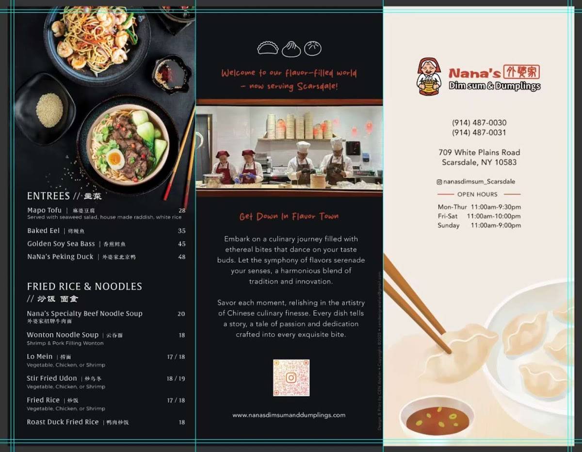 Menu at Nana's Dim Sum & Dumplings restaurant, Scarsdale