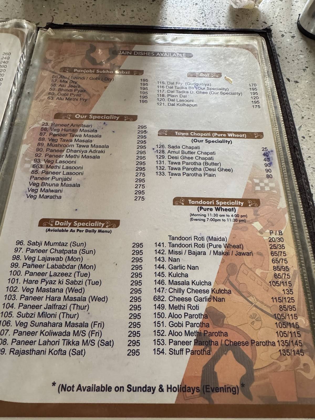 Menu at Nanumal Bhojraj Kikvi On The Way To Mahabaleshwar, Kikvi