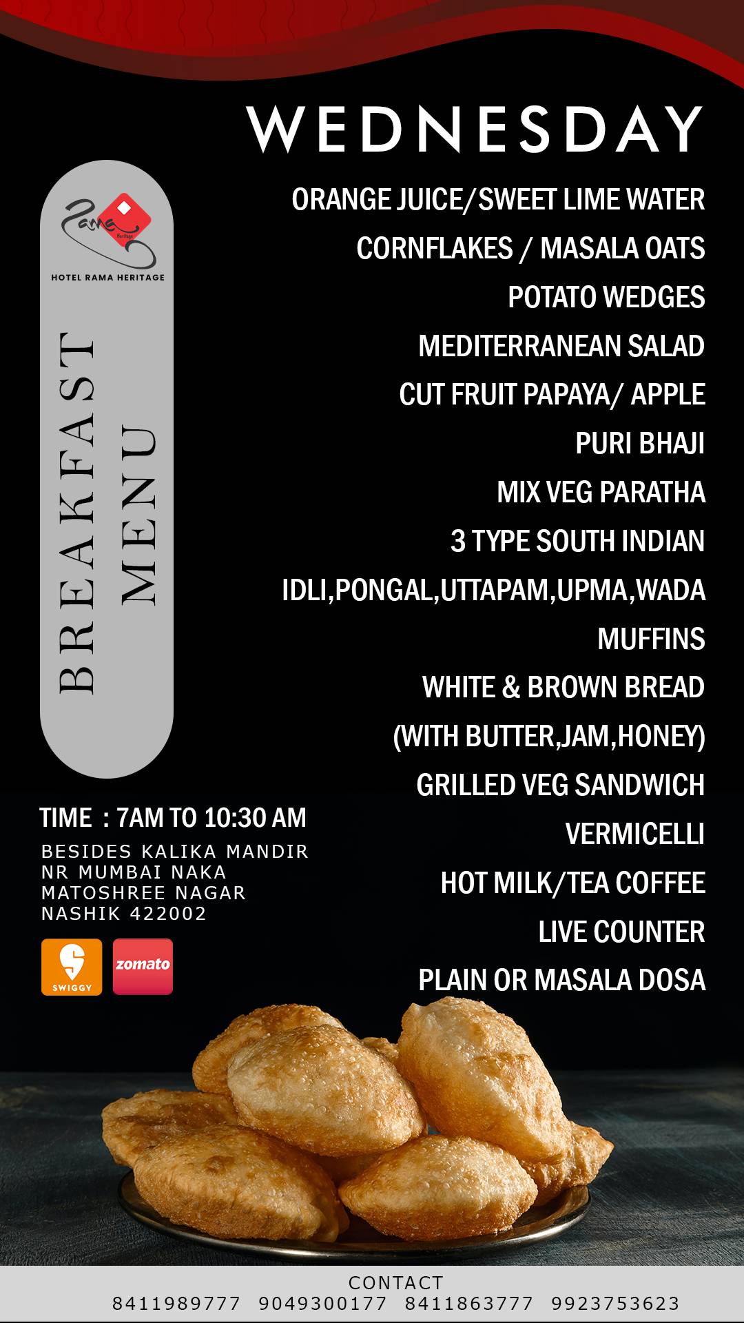 Menu at Hotel Rama Heritage, Nashik