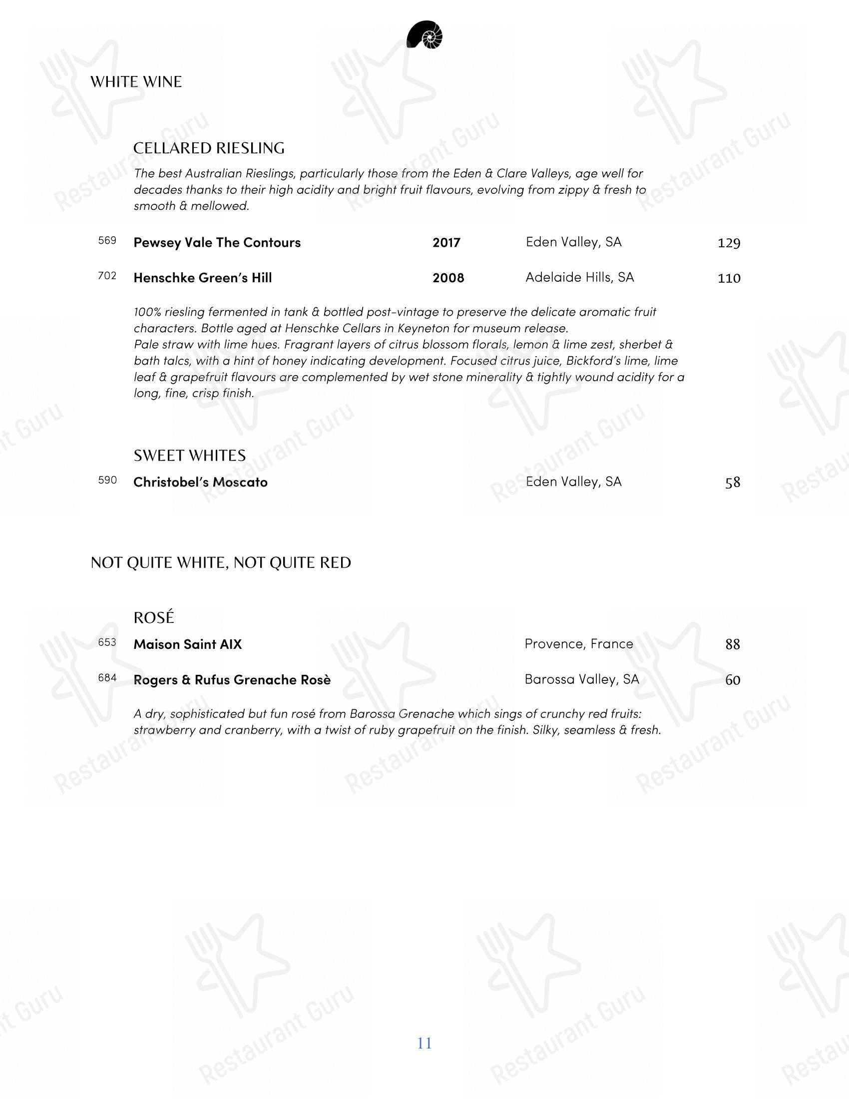 Menu at Nautilus Restaurant, Port Douglas