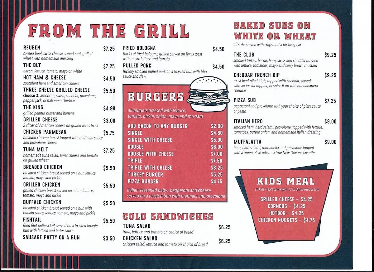 Menu at Neader's Diner restaurant, Marietta