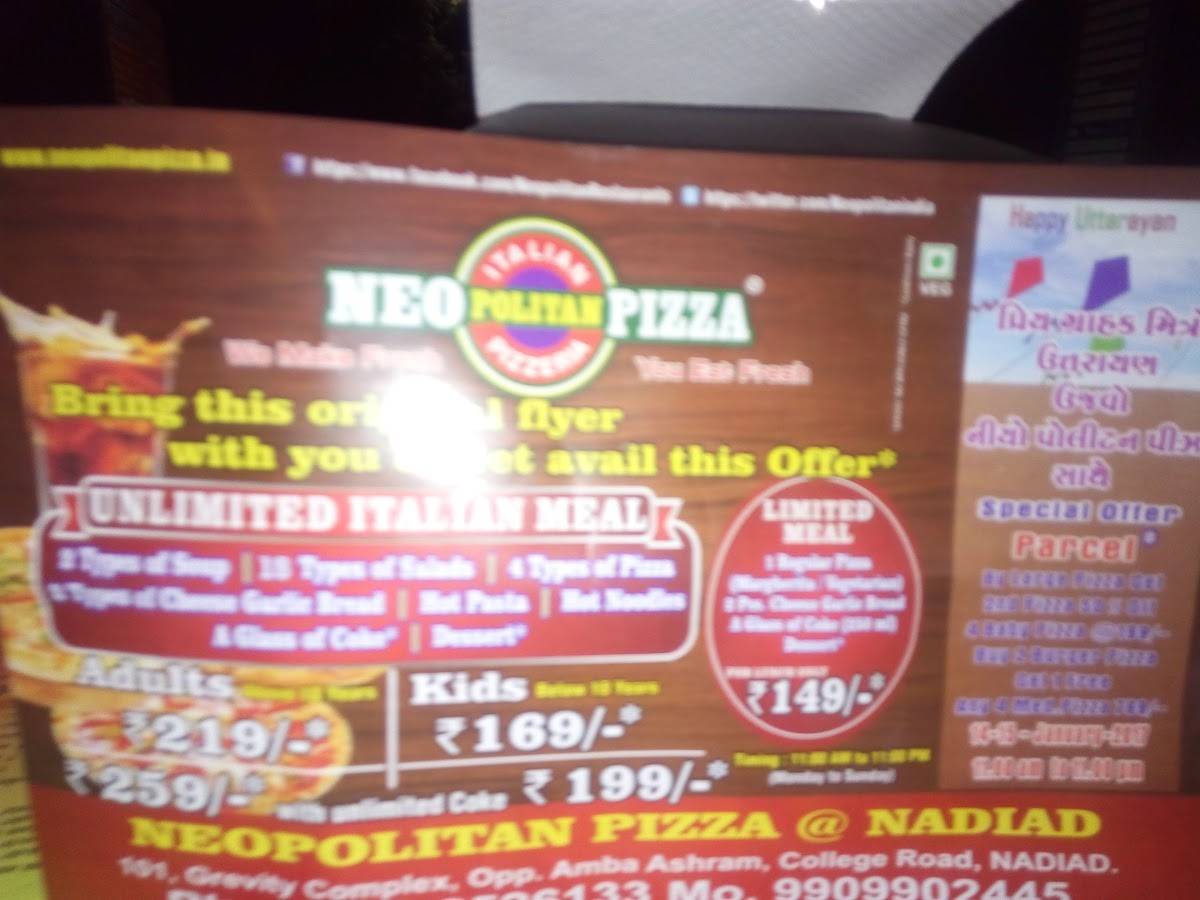 Menu at Neopolitan Pizza, Nadiad, Shop#101