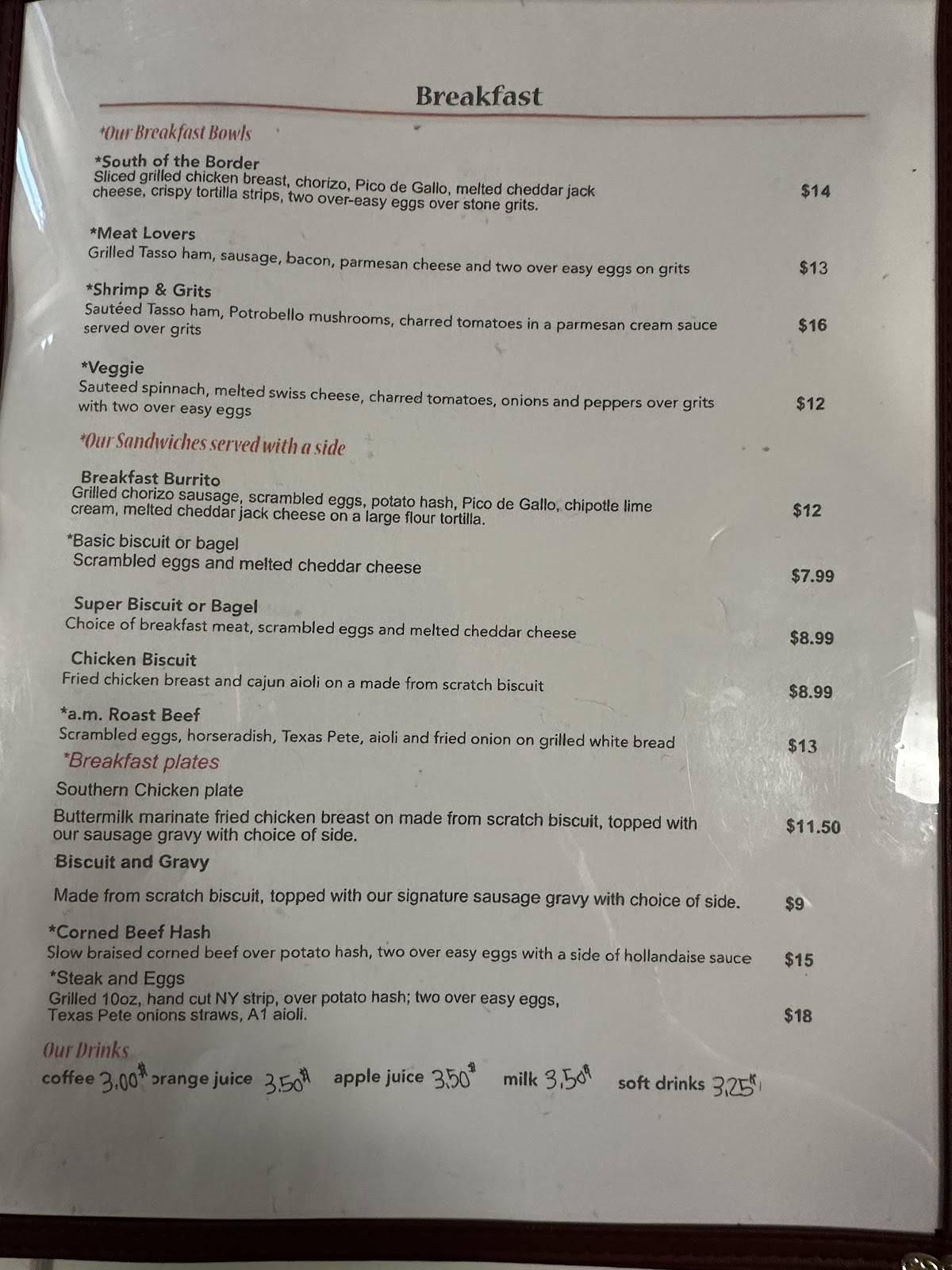 Menu at New Day Cafe, Leland