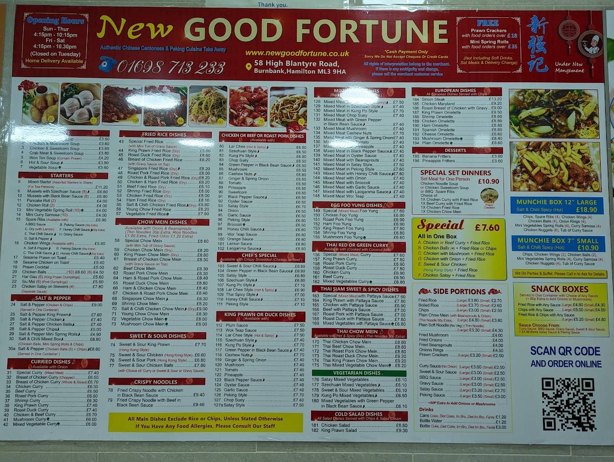 Menu at New Good Fortune Chinese (Delivery 5 Miles) fast food, Hamilton