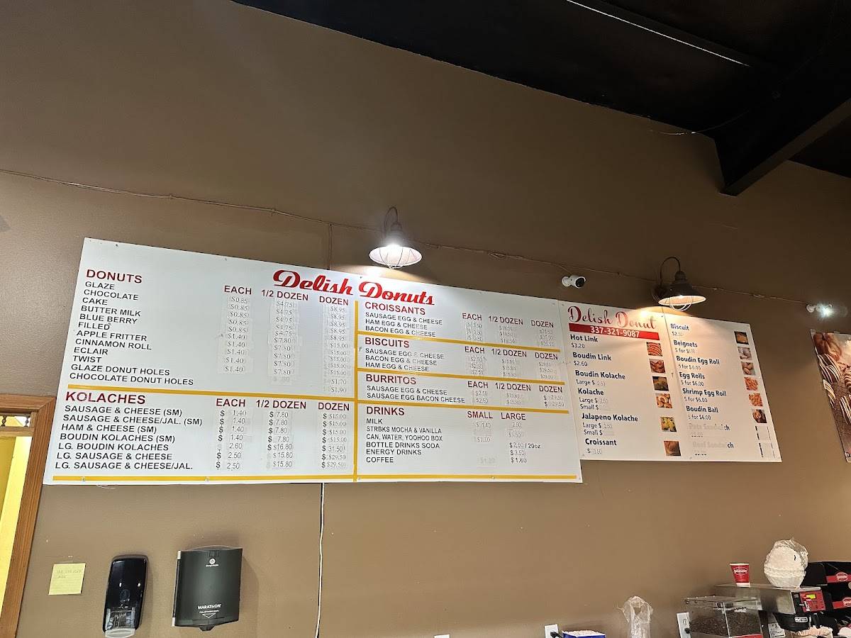 Menu at Delish Donuts, New Iberia