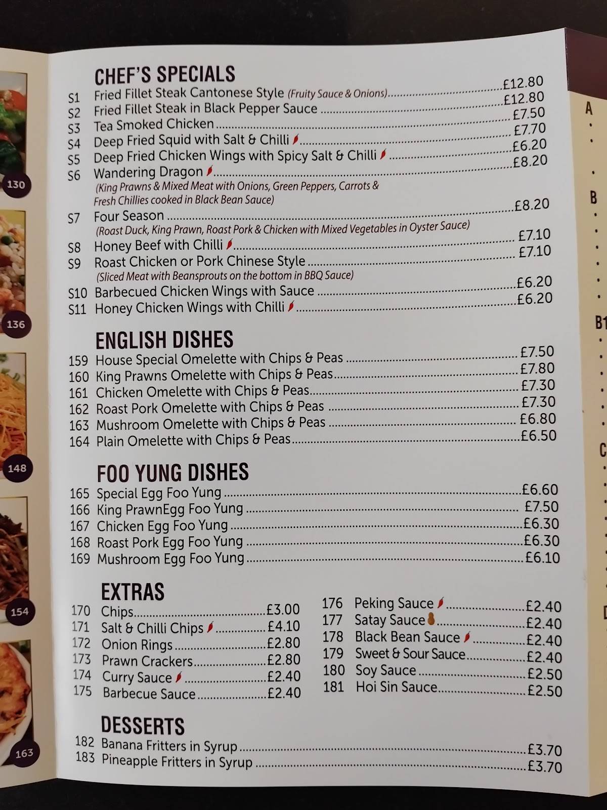 Menu at New Rays Chinese Take Away fast food, Shefford