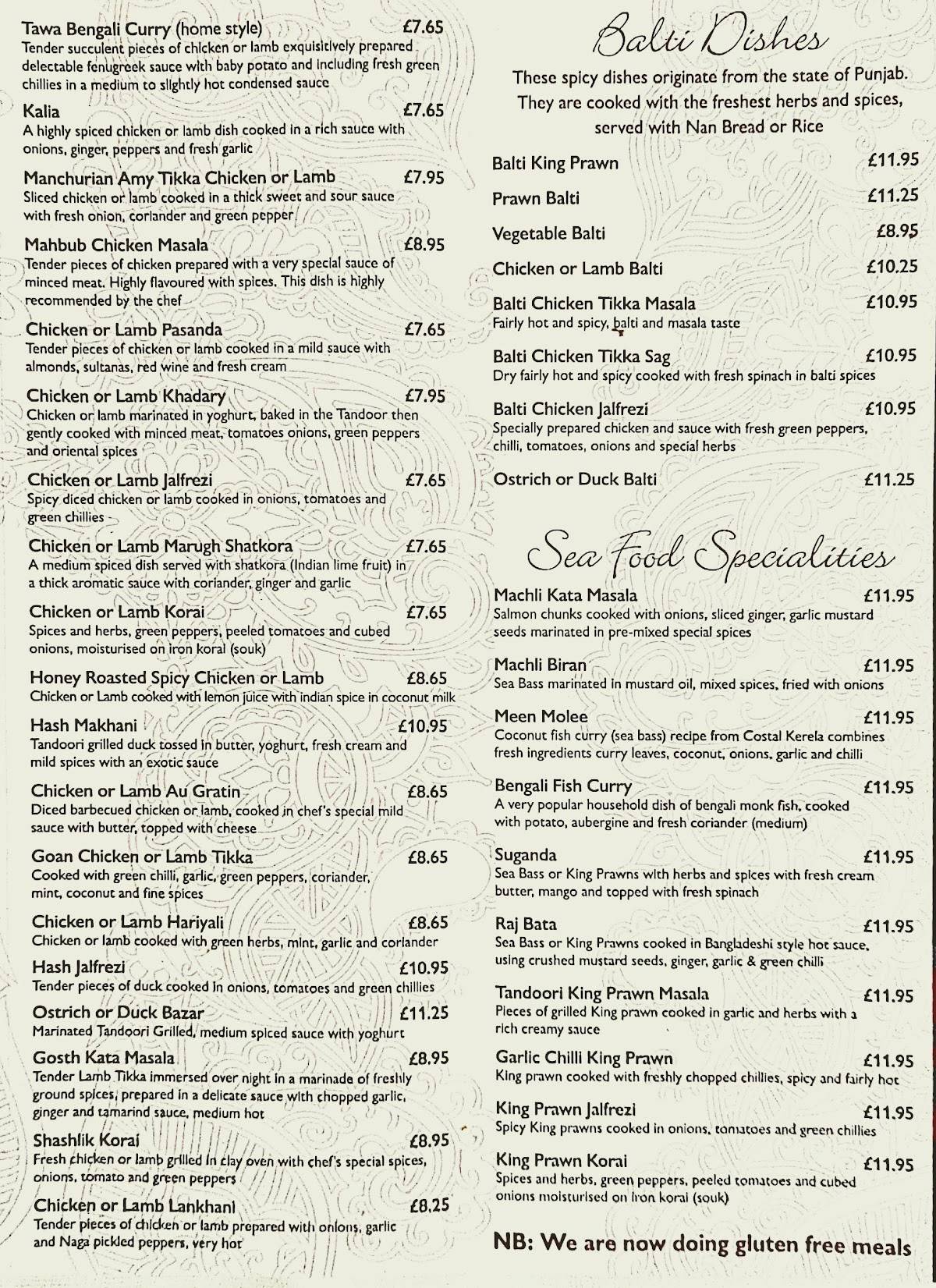 Menu at New So India restaurant, East Preston