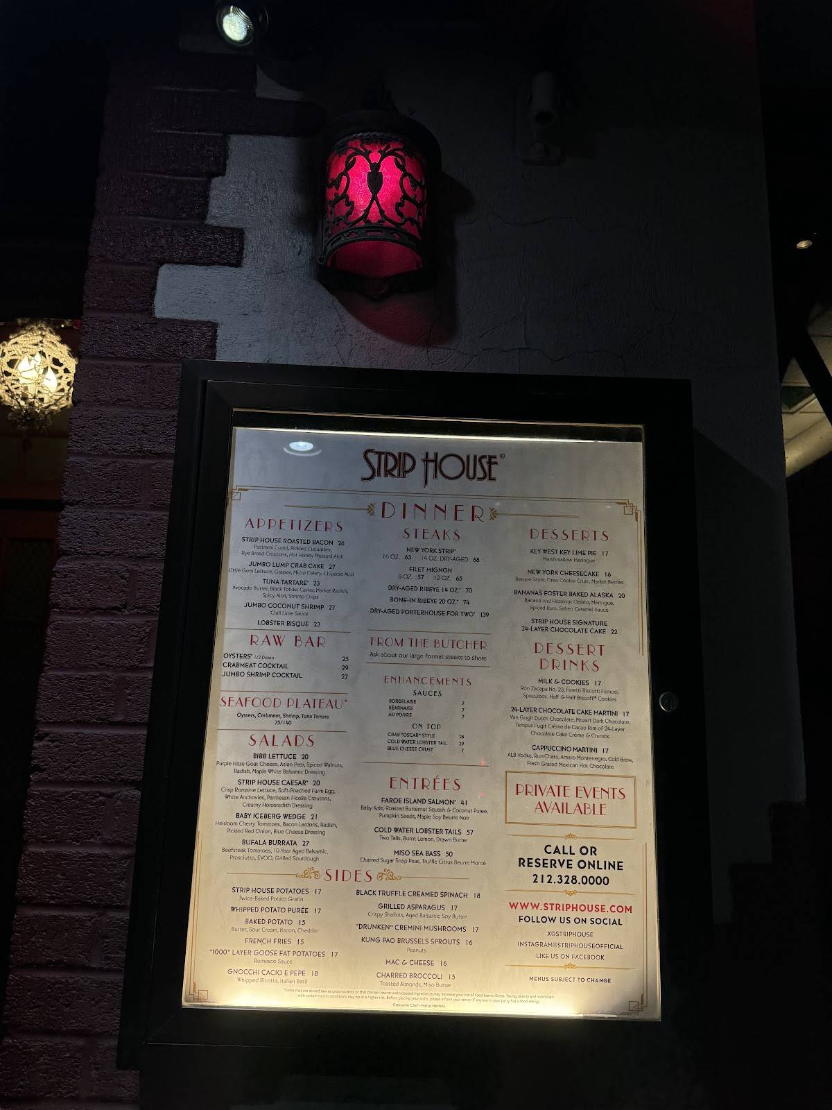 Menu at Strip House Steakhouse, New York City, 13 E 12th St