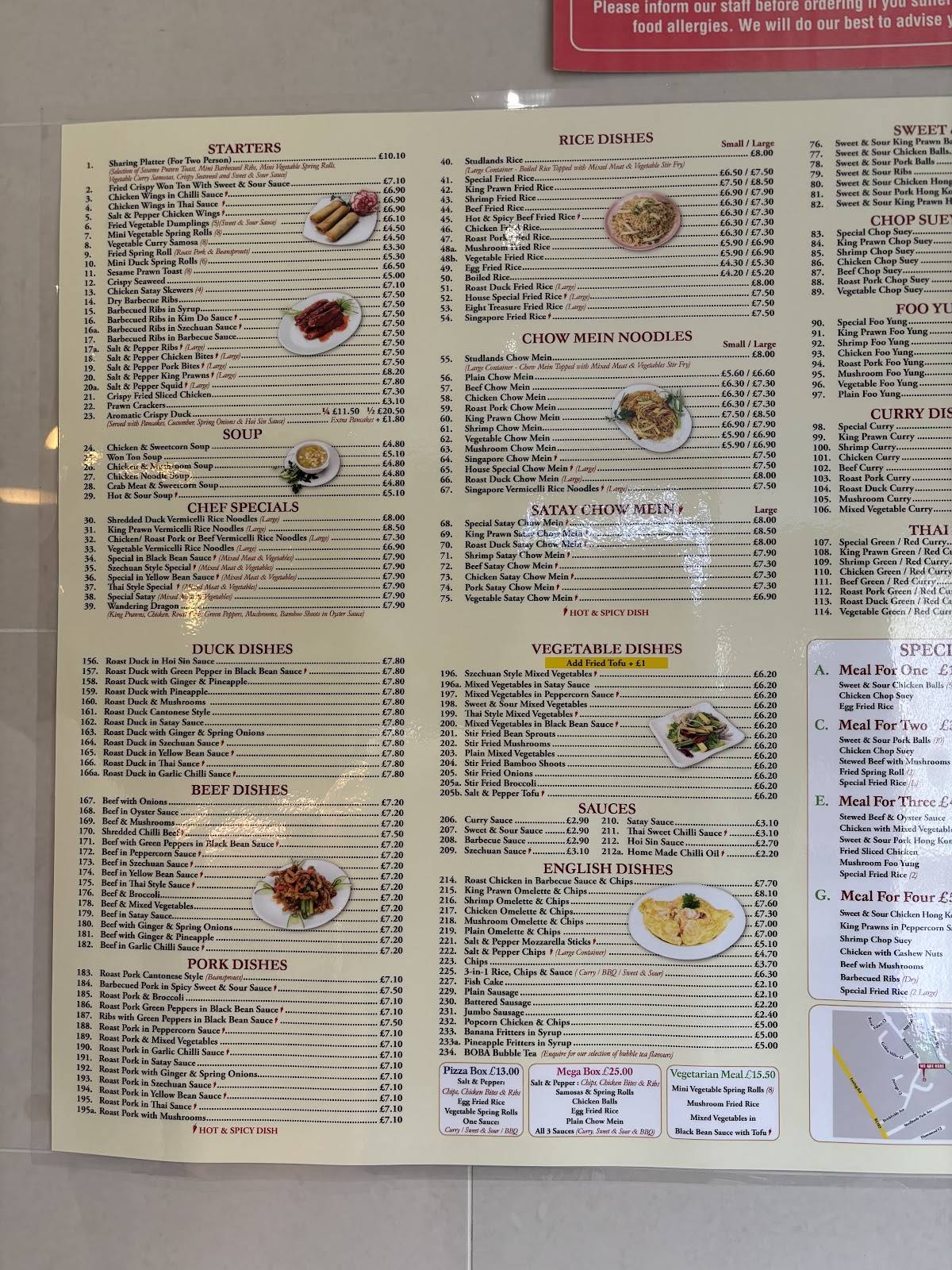 Carta de comida rápida Studland House x BOBA, Newmarket