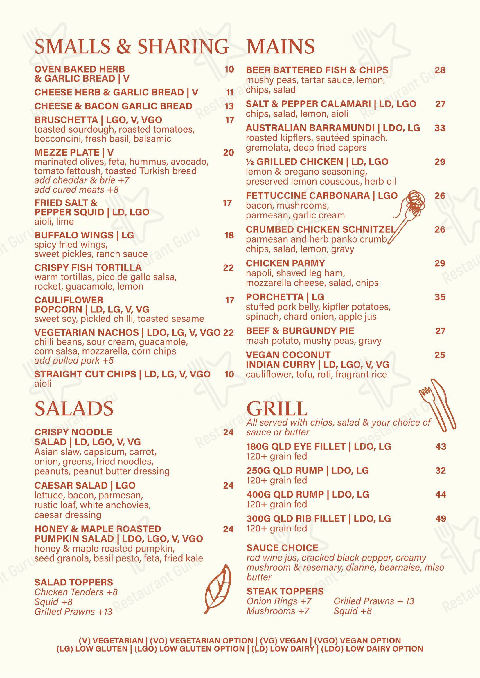 Menu at Newnham Hotel & Event Spaces restaurant, Upper Mount Gravatt