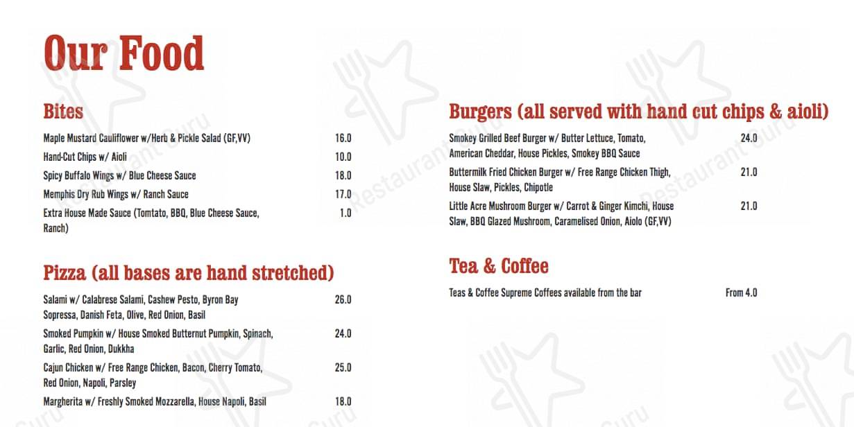 Menu at Newstead Brewing Co pub & bar, Brisbane City, 67 Castlemaine St