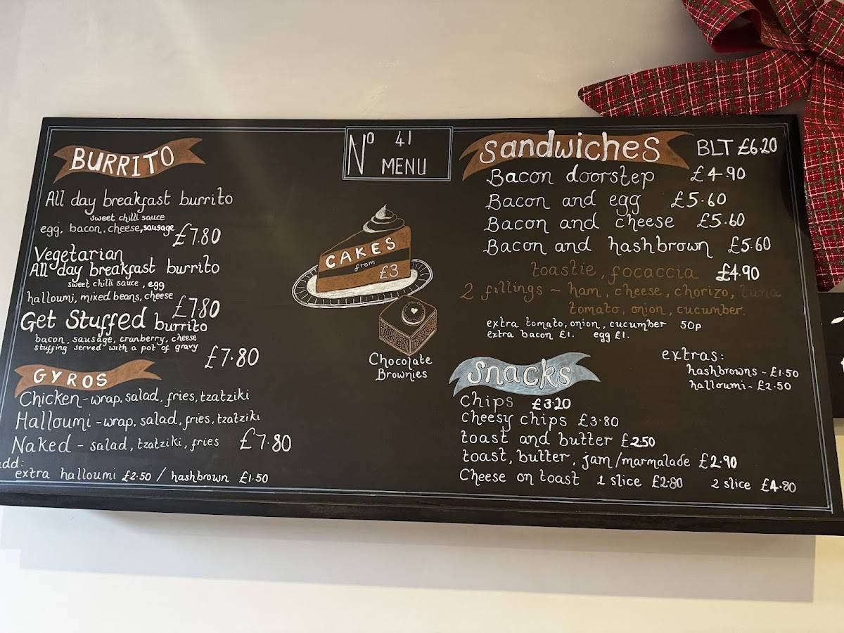 Menu at No.41 Coffee & Kitchen cafe, Gloucester, 41 Old Cheltenham Rd