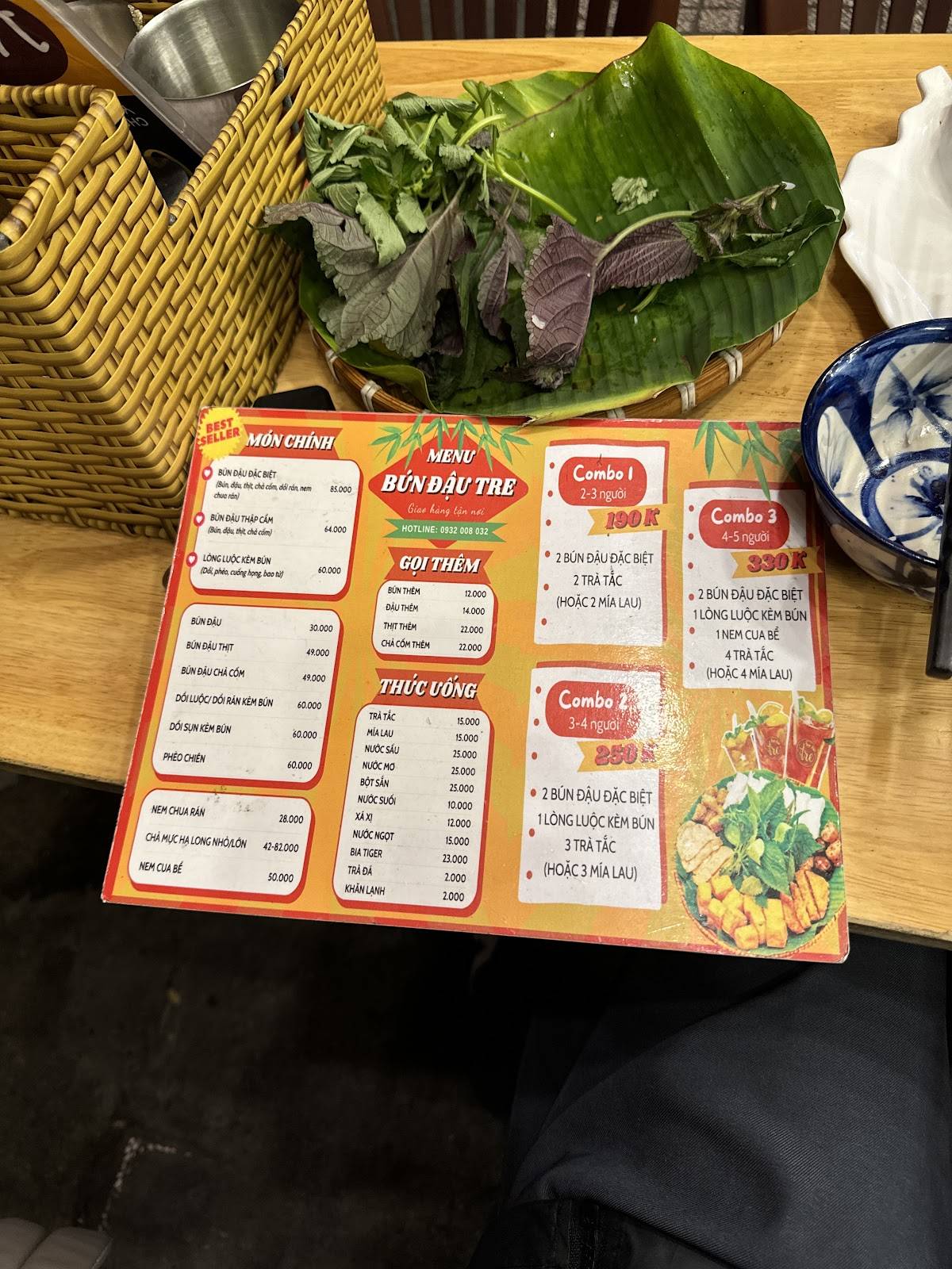 Menu at No Sleep, Ho Chi Minh City