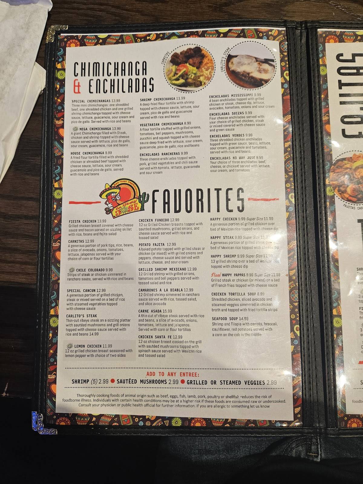 Menu at No Way Jose restaurant, Grenada