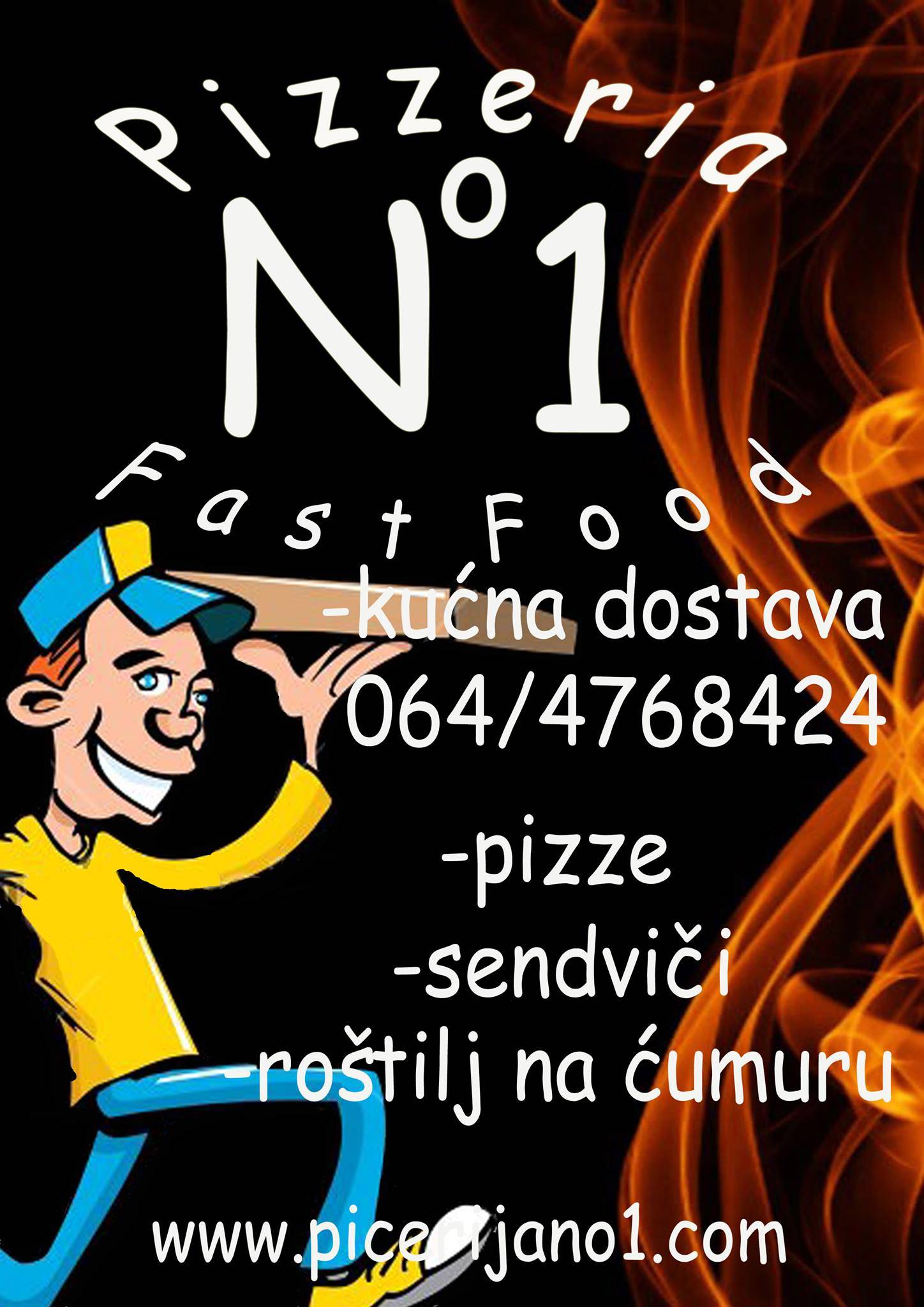 Menu at Pizzeria No.1, Bečej