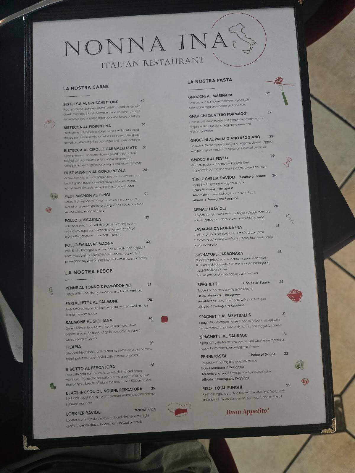 Menu at Nonna Ina Italian Restaurant, St. George