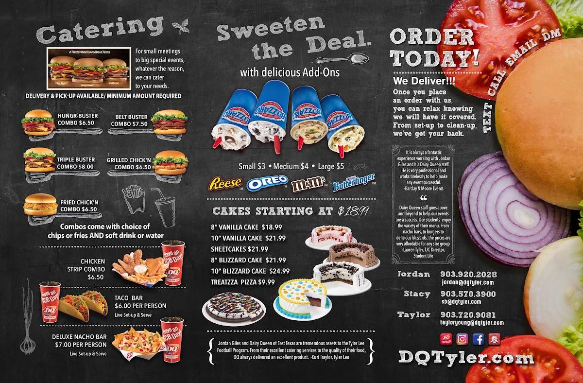Menu at Dairy Queen restaurant, Noonday, State Hwy 155