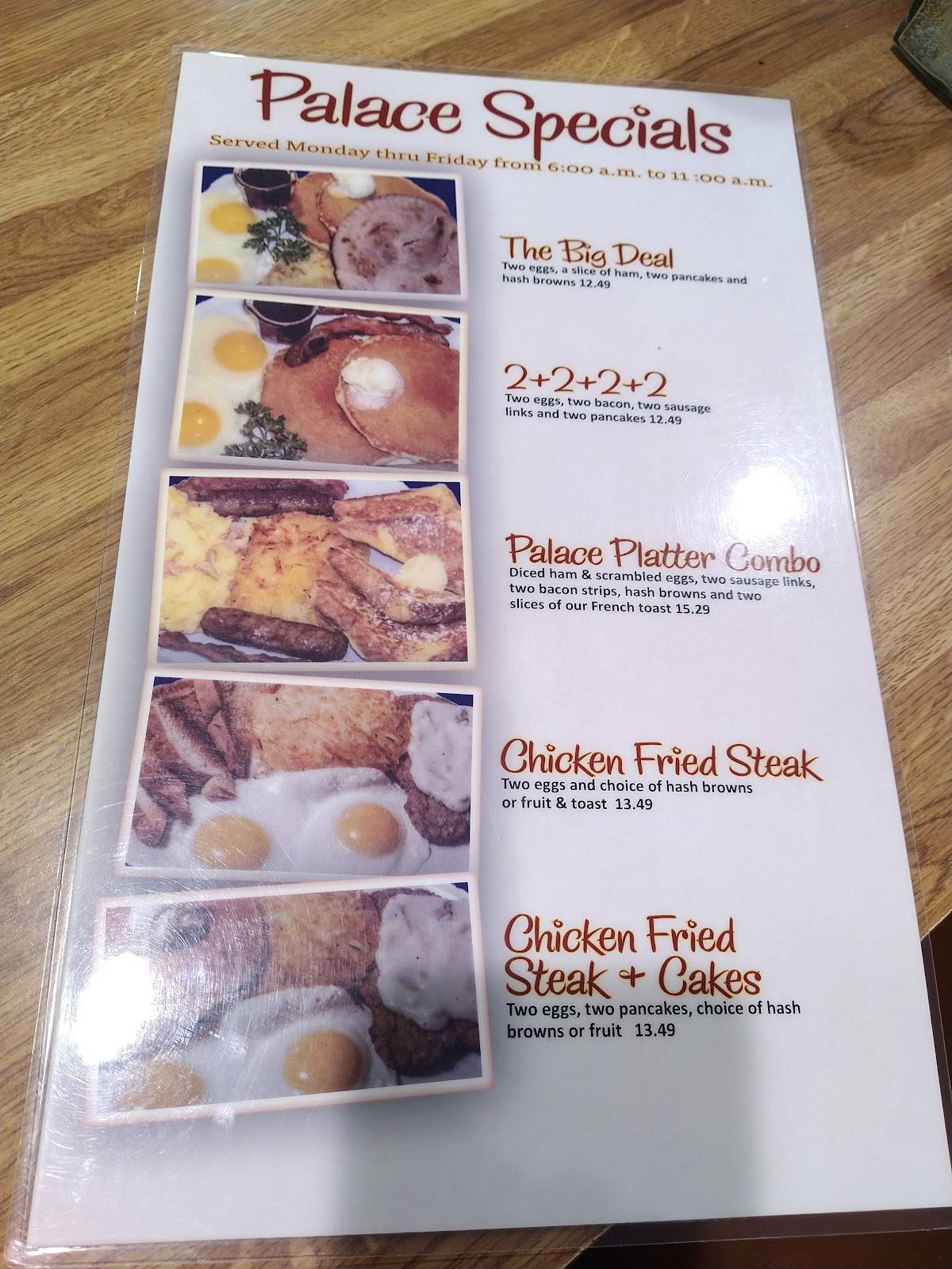 Menu at Pancake Palace restaurant, North Highlands, Watt Ave