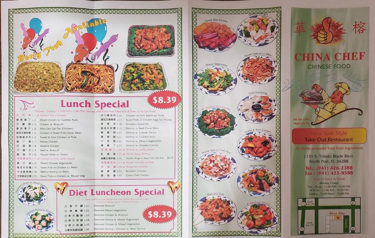 Menu at China Chef restaurant, North Port, Toledo Blade Blvd