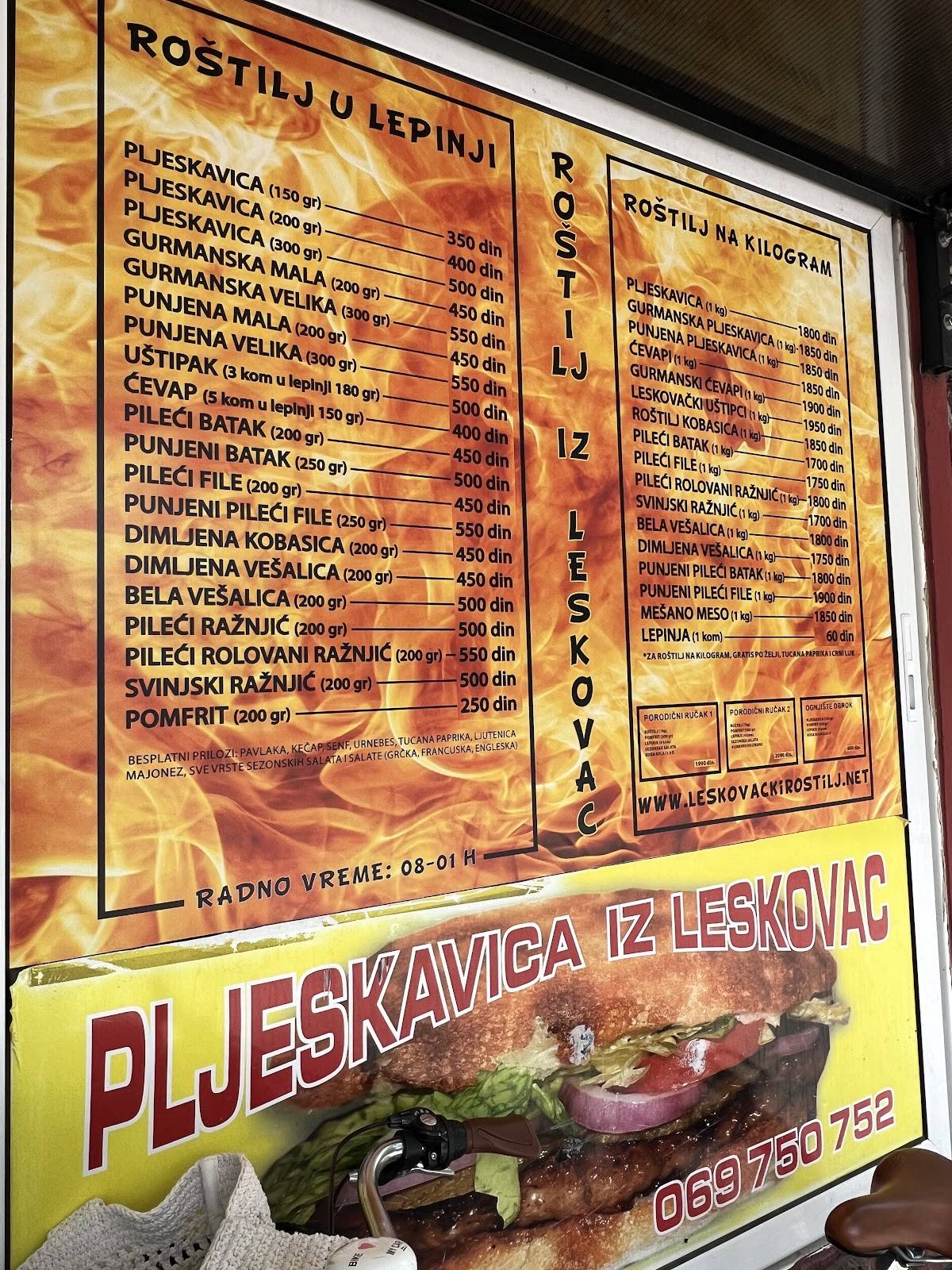 Menu at Ognjište kod Urgentnog - Roštilj iz Leskovac restaurant, Novi ...
