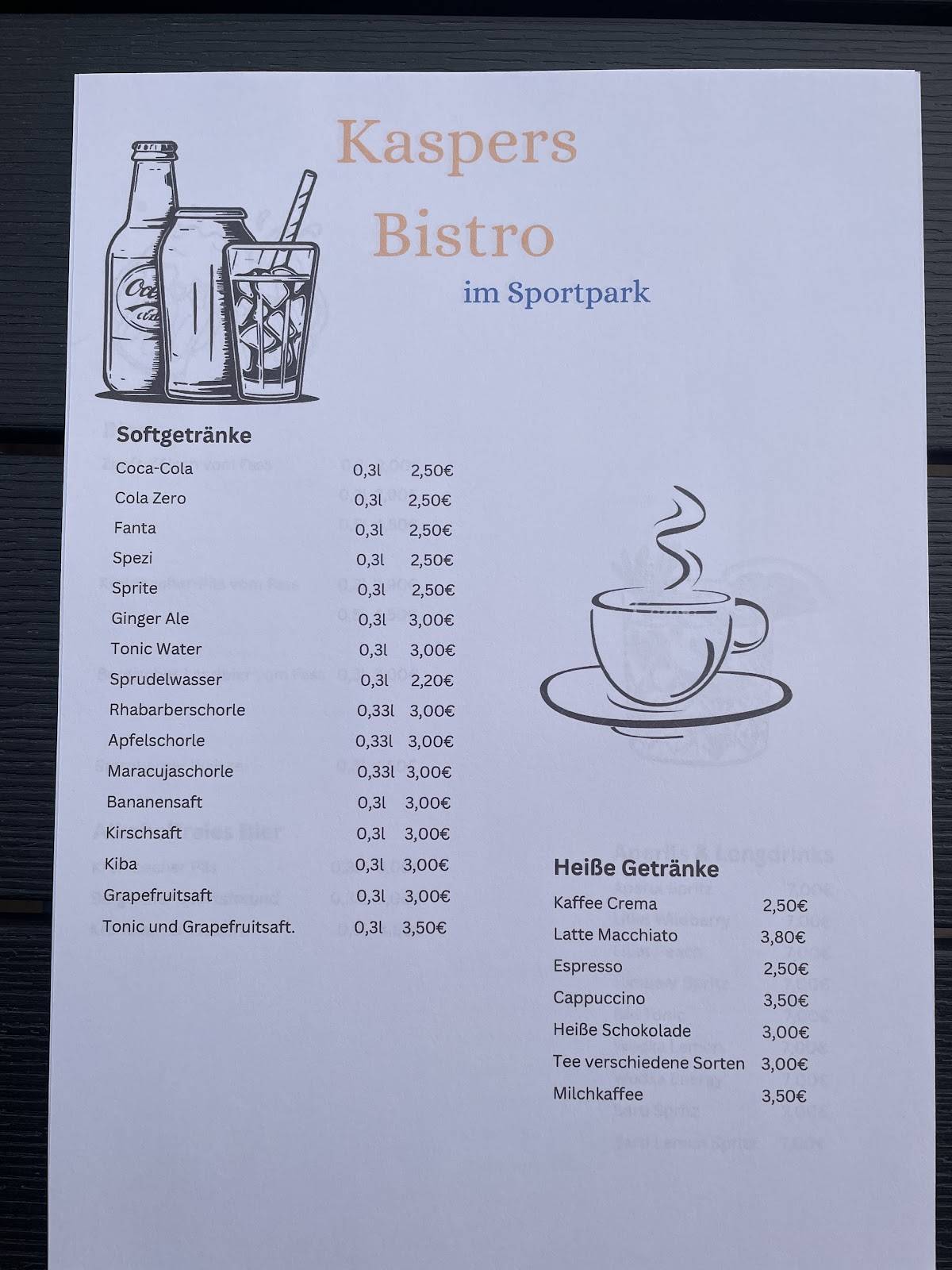 Menu au Kaspers Bistro, Nümbrecht