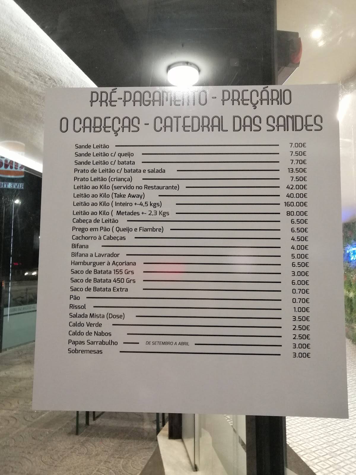 Menu em O Cabeças - Catedral Das Sandes restaurante, Ermesinde