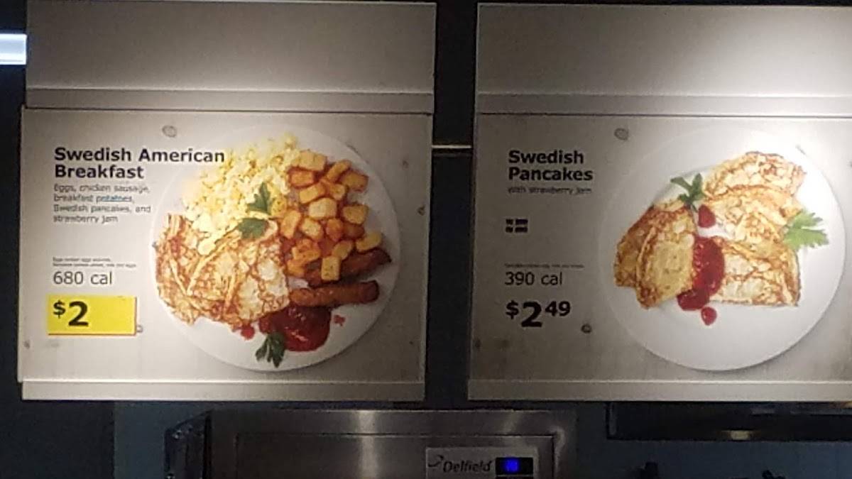 Menu at IKEA Swedish restaurant, Orlando