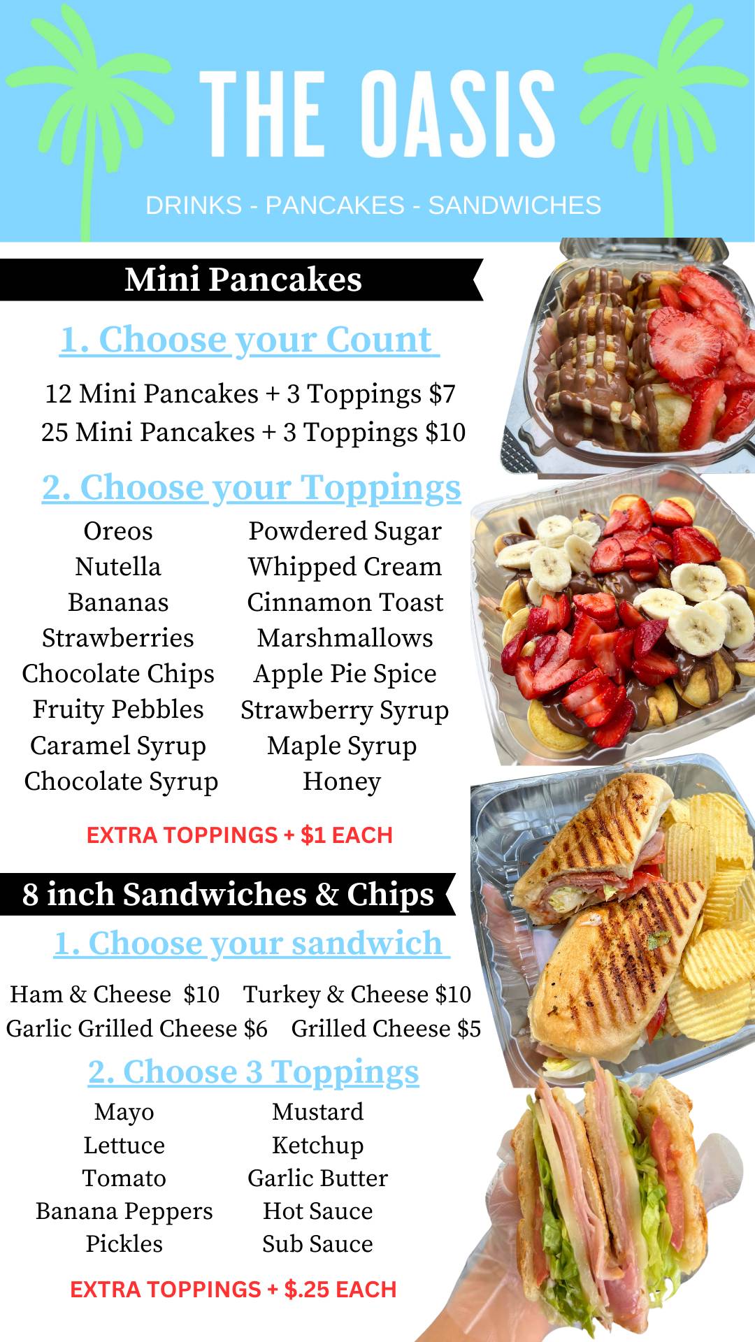 Menu at Oasis Cafe Chambersburg, Chambersburg