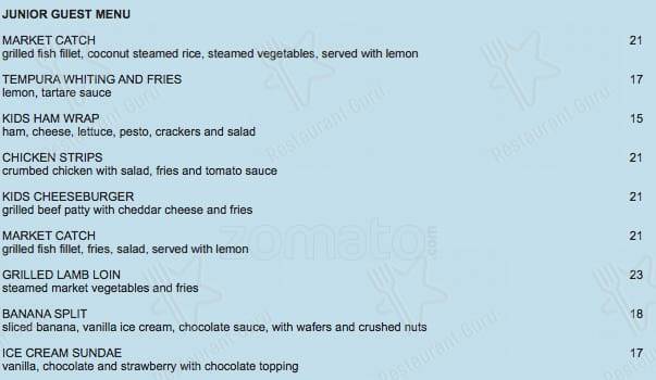 Menu at Oasis Pool Bar, Main Beach
