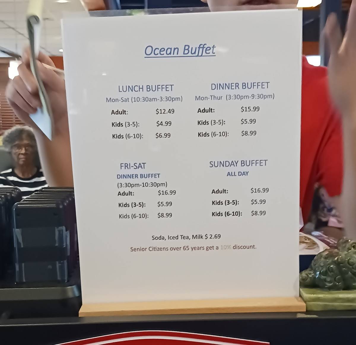 Menu at Ocean Buffet restaurant, Ocala, SW College Rd