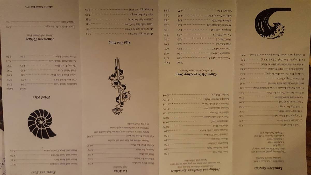 Menu at Ocean Pearl restaurant, Oxford