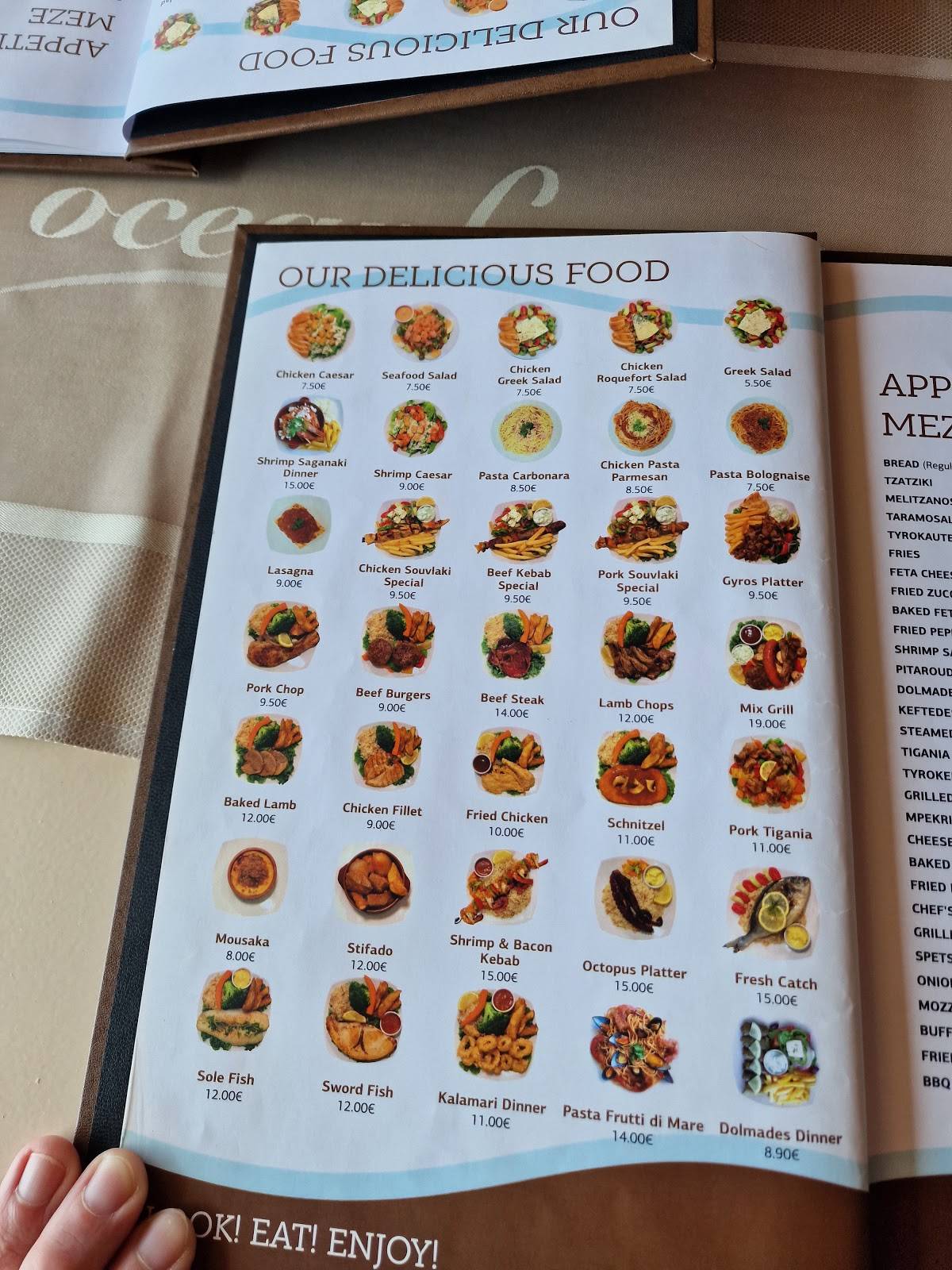 Menu at Oceanfront, Rhodes