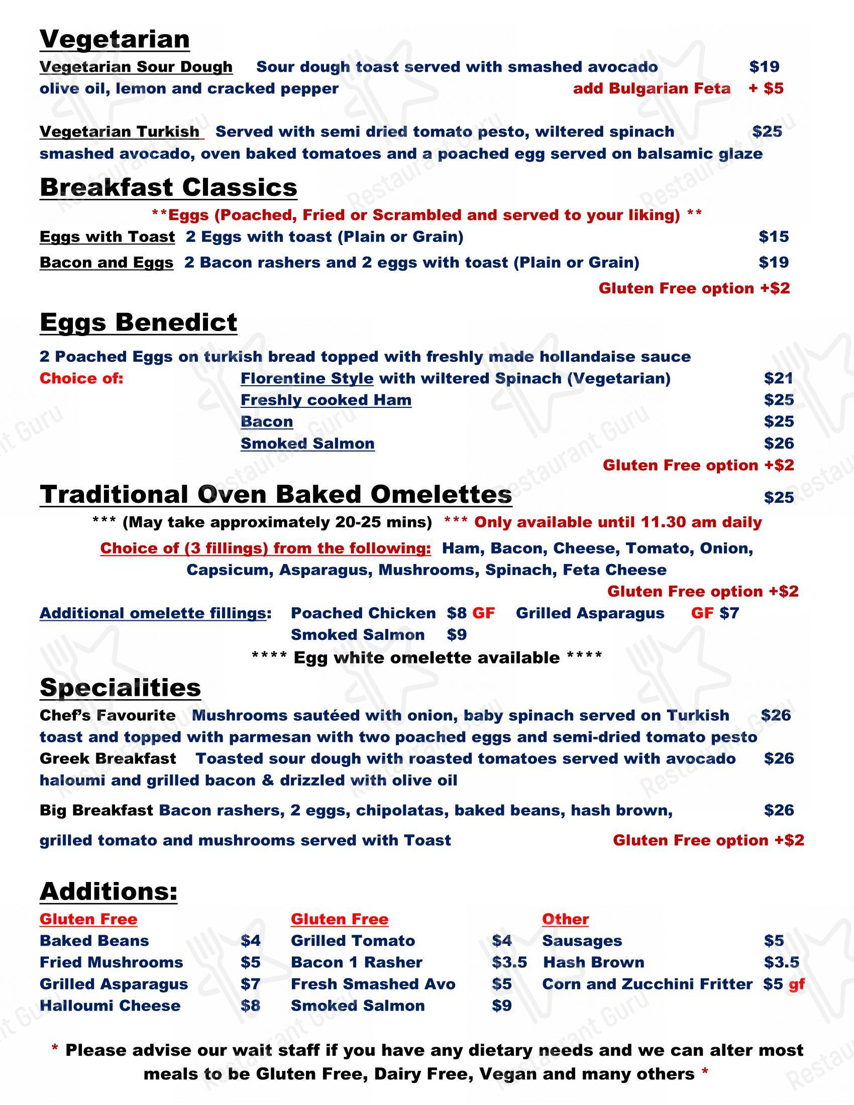 Menu at Odyssey on the Strand restaurant, North Ward, 120 The Strand