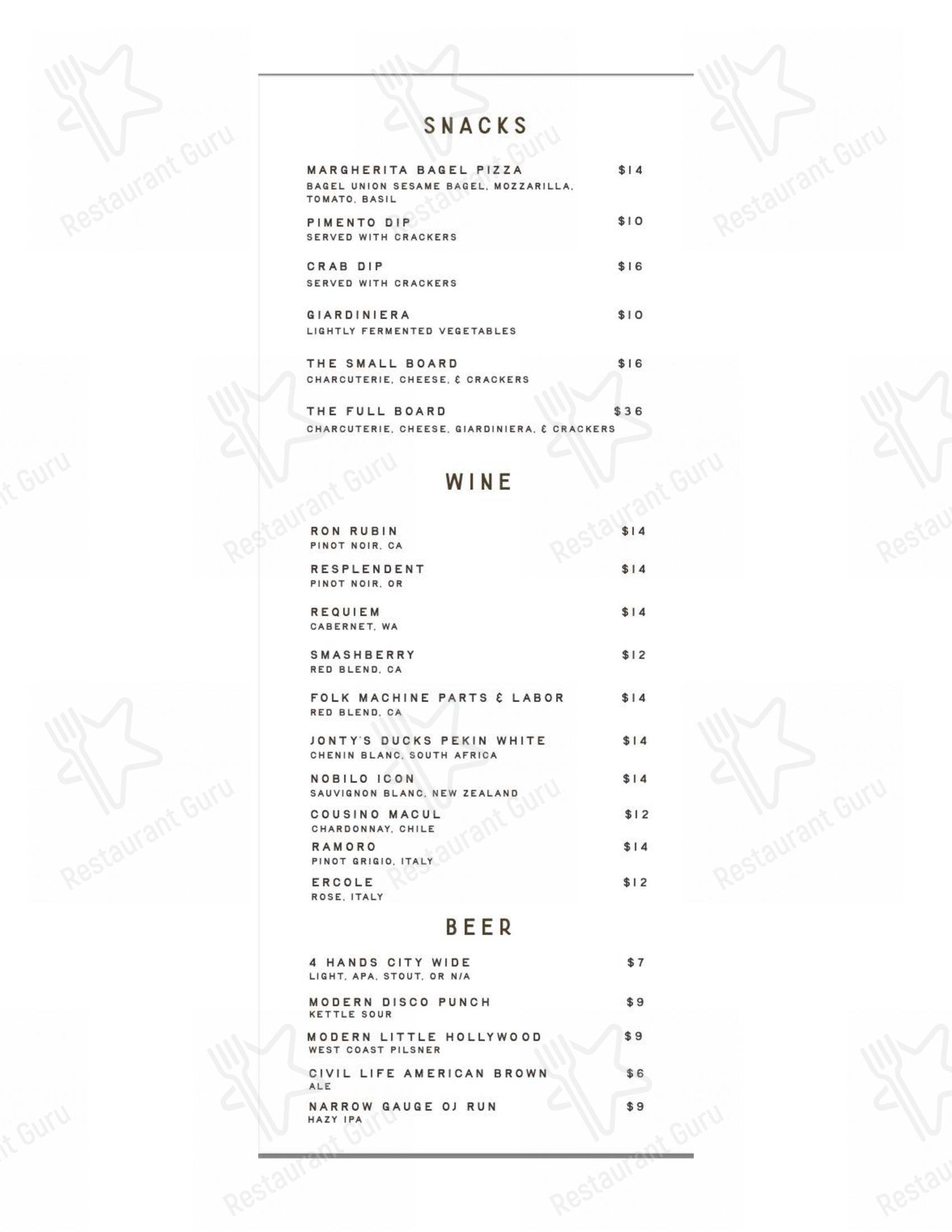 Menu at Off Elm pub & bar, Webster Groves