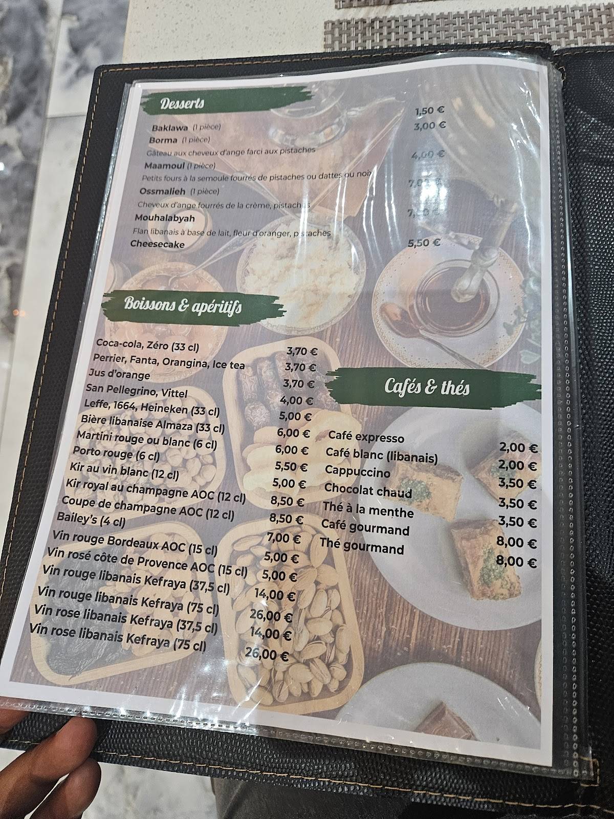 Menu au Oh Mesnil Spécialités Libanaises restaurant, Le Mesnil-Saint-Denis