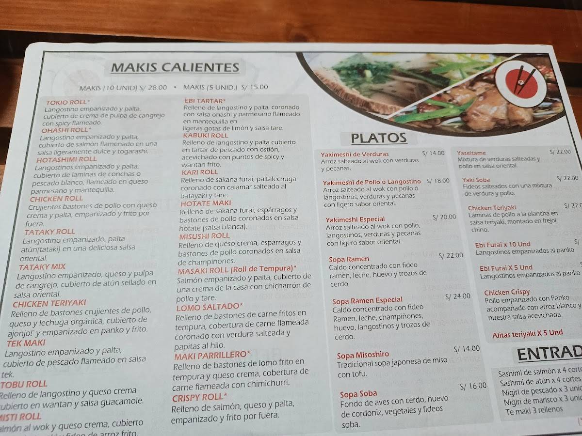 Carta del restaurante Ohashi Maki, Jesus Maria, Av. Arnaldo Márquez 1500