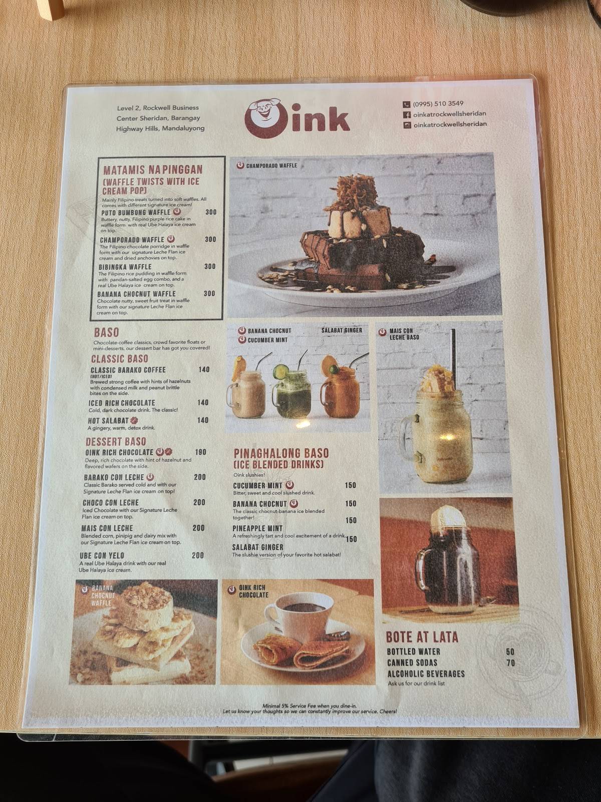 Menu at Oink at Rockwell Sheridan restaurant, Mandaluyong