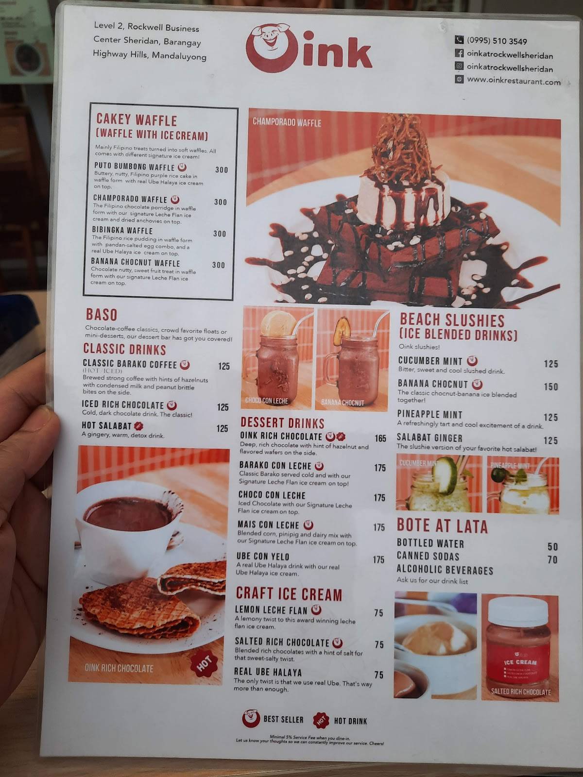 Menu at Oink at Rockwell Sheridan restaurant, Mandaluyong