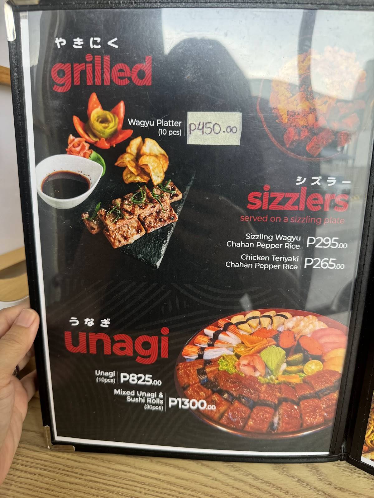 Menu at Oishi Ramen Bai restaurant, Davao City