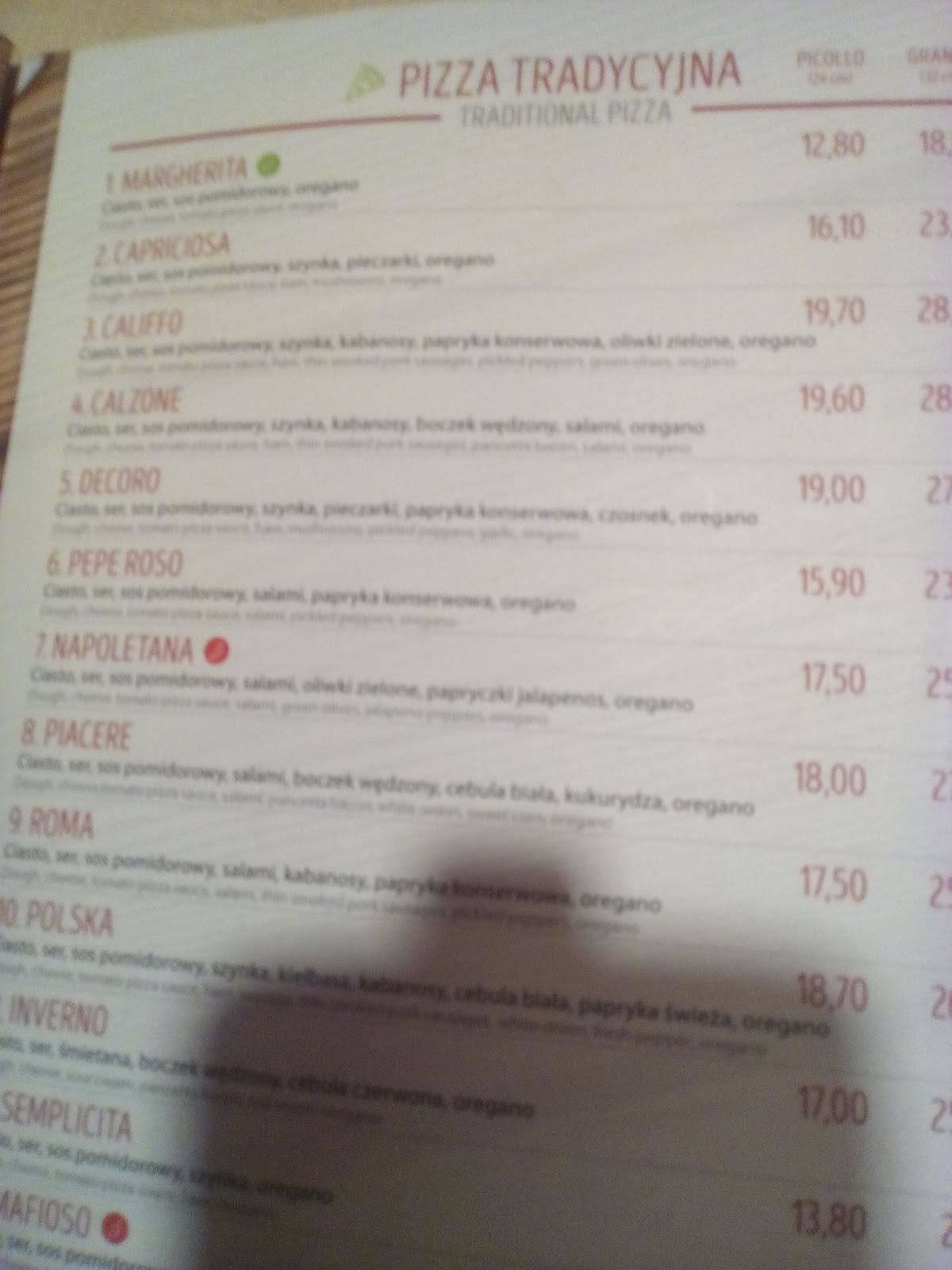 Menu at Da Grasso restaurant, Oława